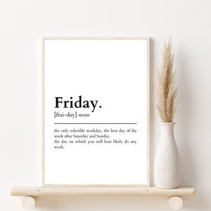 Friday Definition Print | Funny Office Prints | Home Office Prints ...