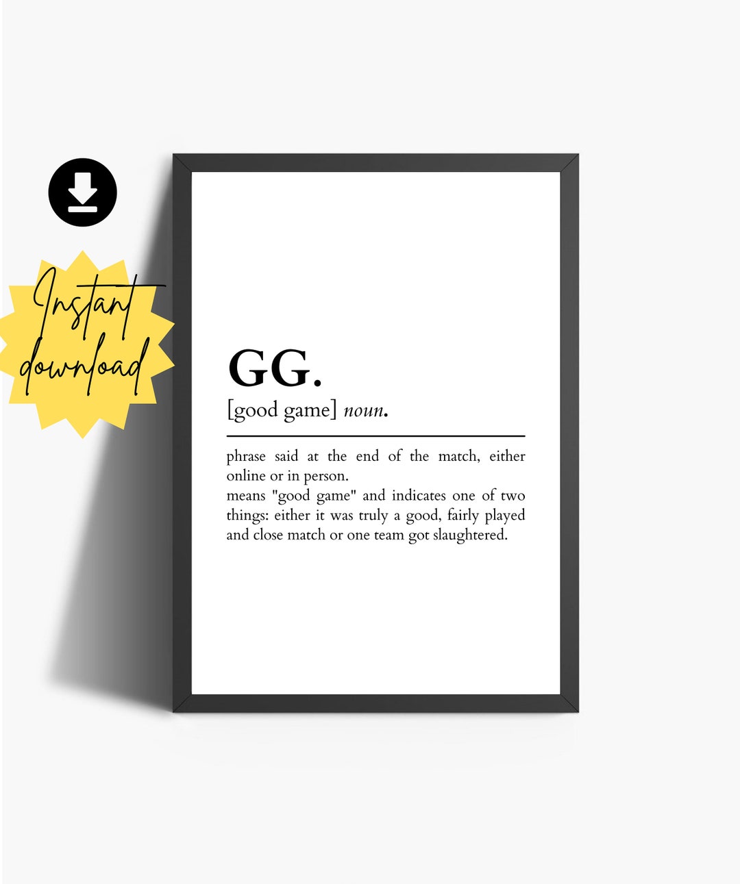 GG Definition Print | Gamer Room Decor (digital Download) - Etsy