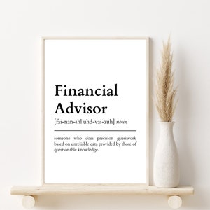Financial Advisor Definition Print | Gift for Accountant | Finance Wall ...