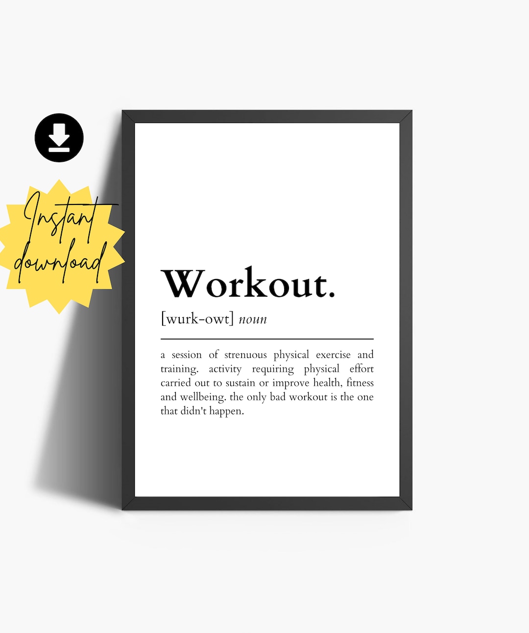 Workout Definition Print | Gym Motivational Wall Art | Home Gym Wall ...
