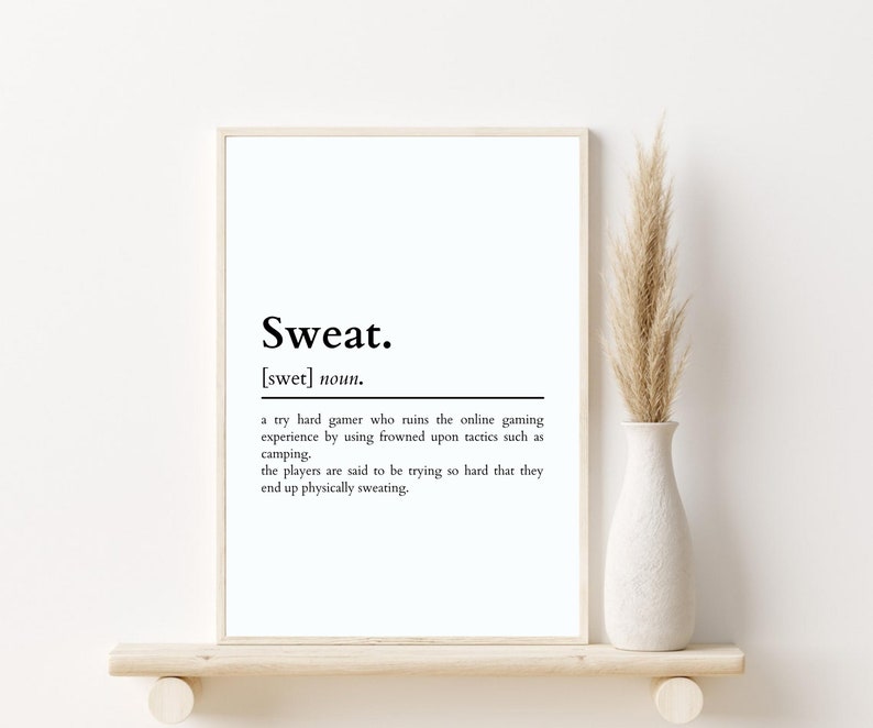 Sweat Definition Print Game Room Wall Art Boys Bedroom Decor Gaming ...