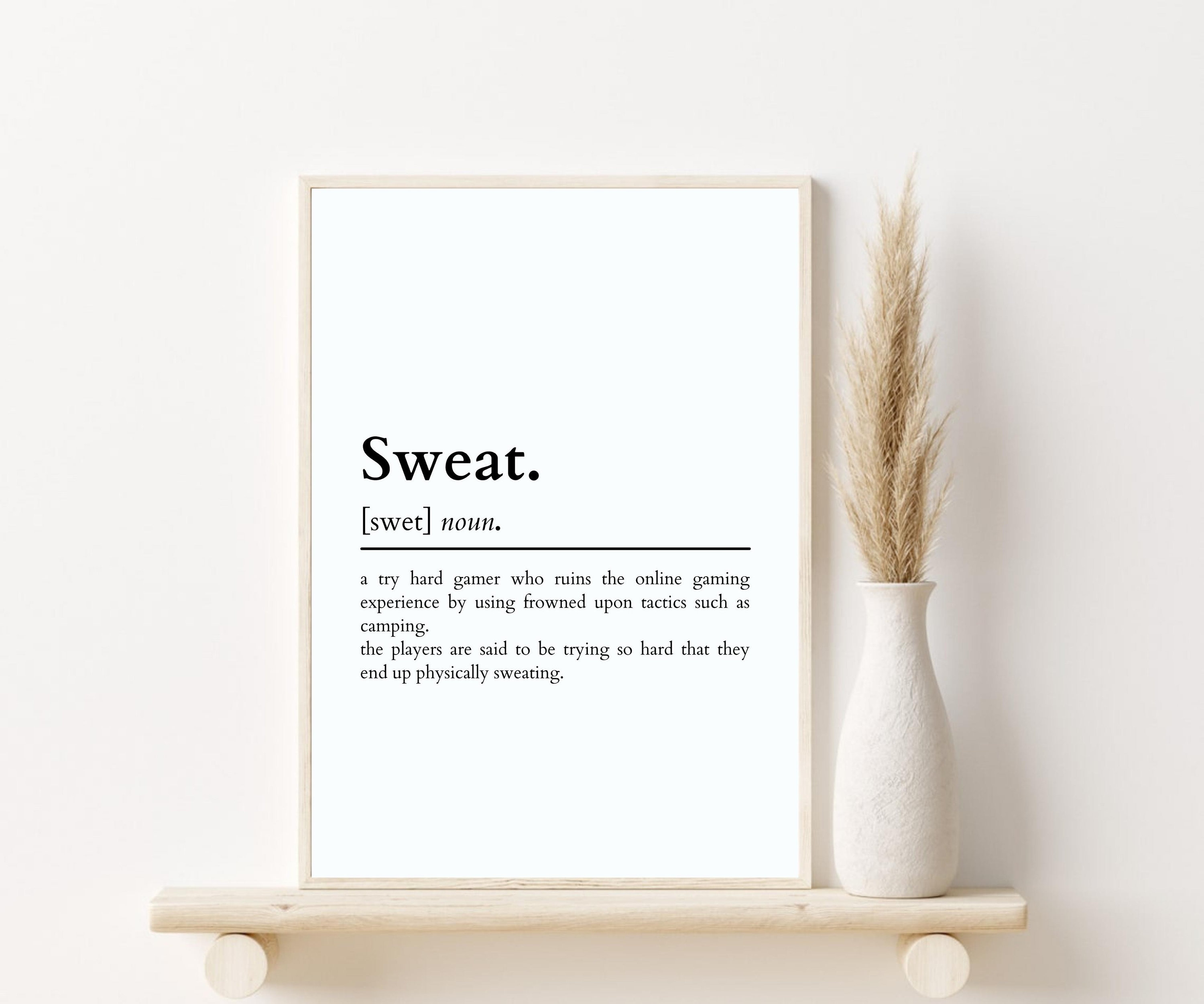 Sweat Definition Print Game Room Wall Art Boys Bedroom Decor Gaming ...