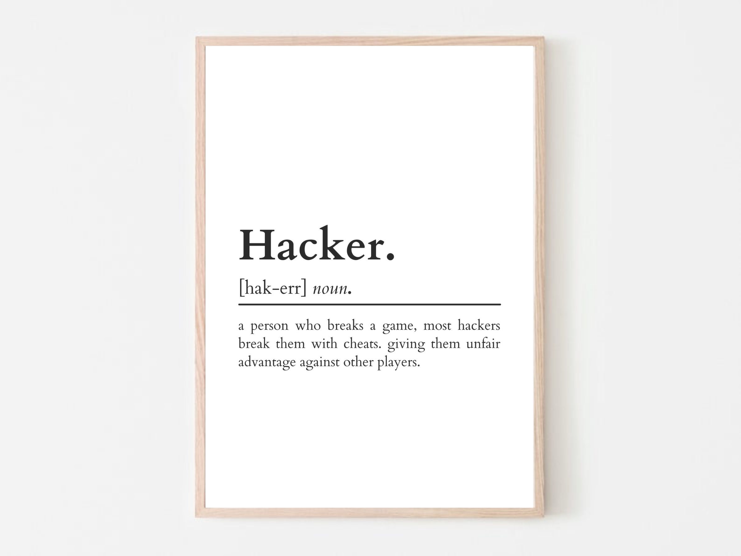 Hacker Definition Print Game Room Wall Art Game Room Decor Gift for ...