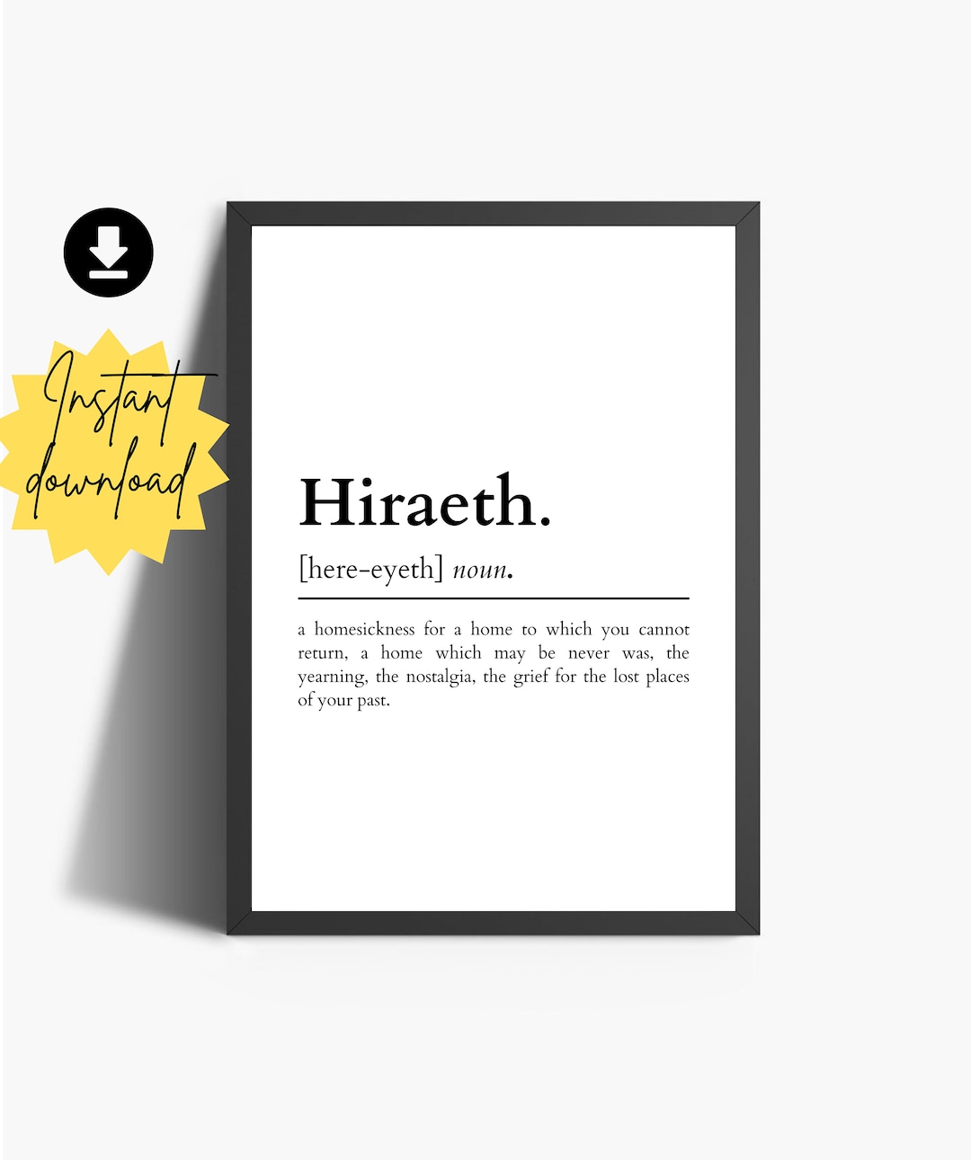 Hiraeth Definition Print | Welsh Words | Welsh Sayings | Welsh Print ...