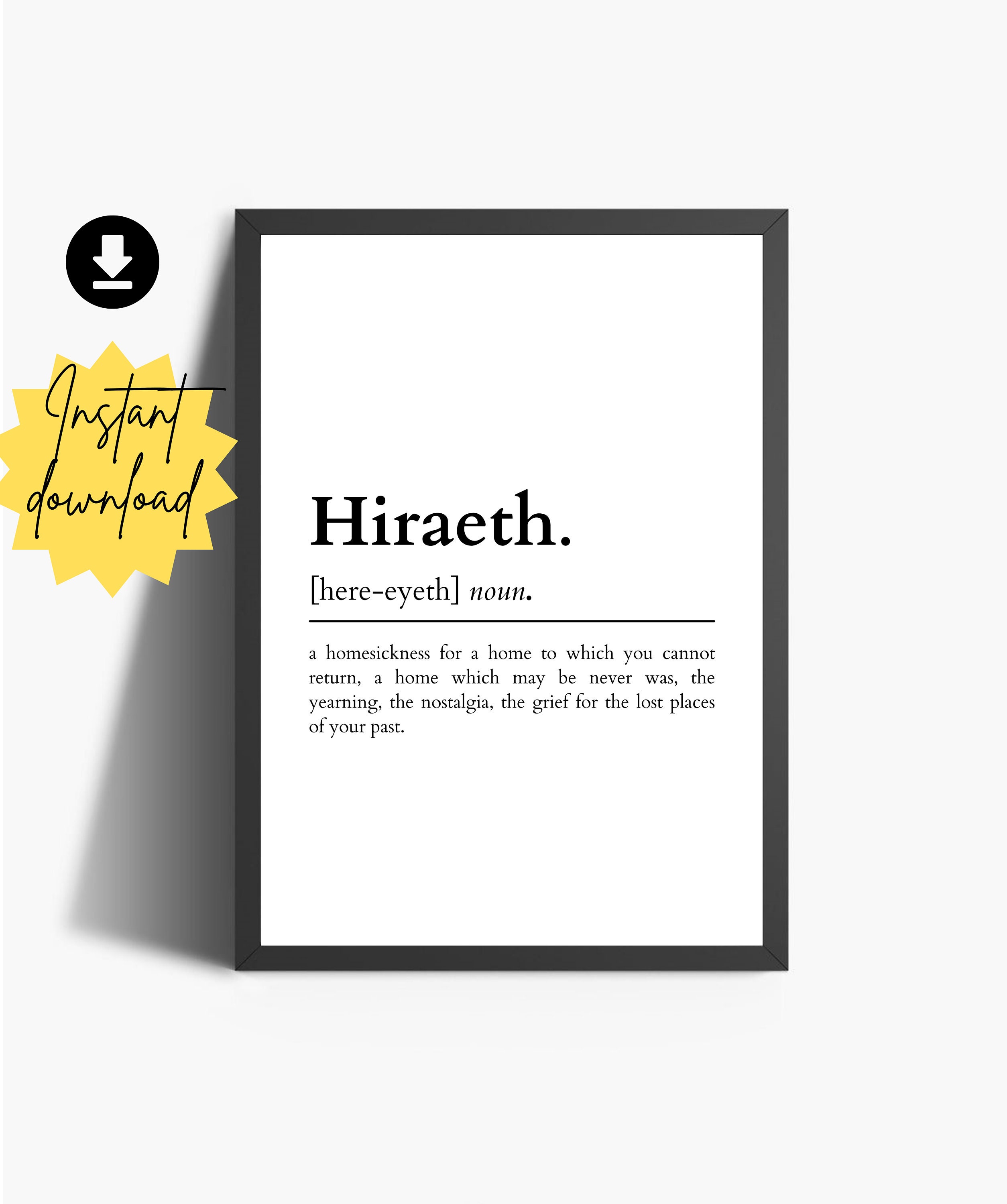 Hiraeth Definition Print | Welsh Words | Welsh Sayings | Welsh Print | Bedroom Wall Art ...
