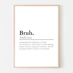 Gaming Prints | Bruh Definition Print | Game Room Wall Art | Gamer ...