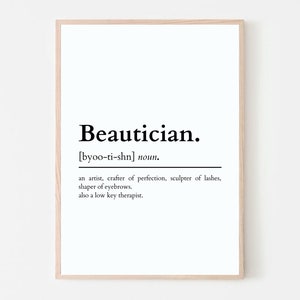 Beautician Definition Print | Gifts for Her | Gifts for Beautician ...