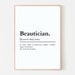 Beautician Definition Print Gifts for Her Gifts for Beautician Salon ...