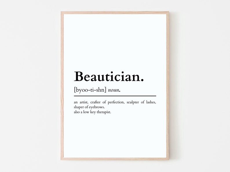 Beautician Definition Print Gifts for Her Gifts for Beautician Salon ...