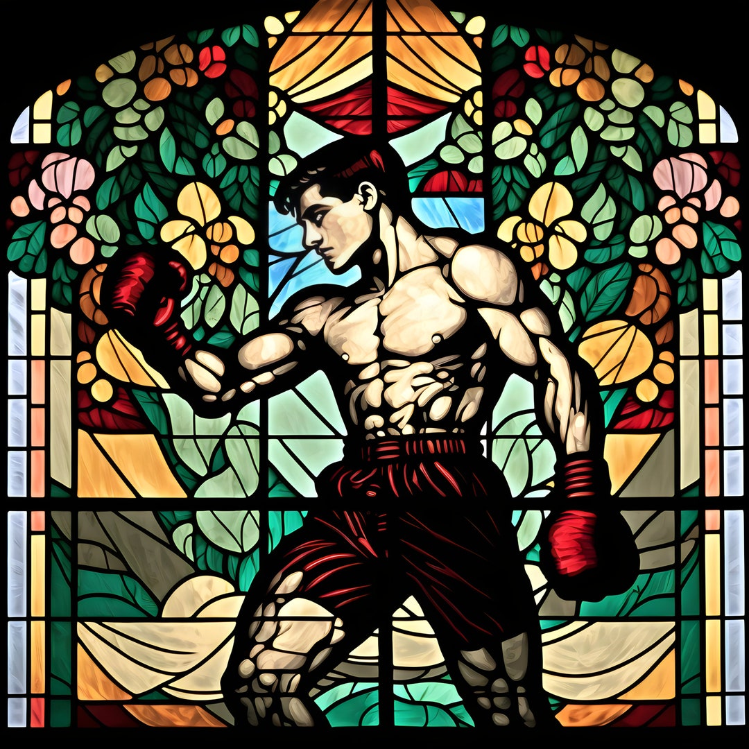 BOXING CANVAS ART Boxing Fighter Art Stained Glass Art - Etsy