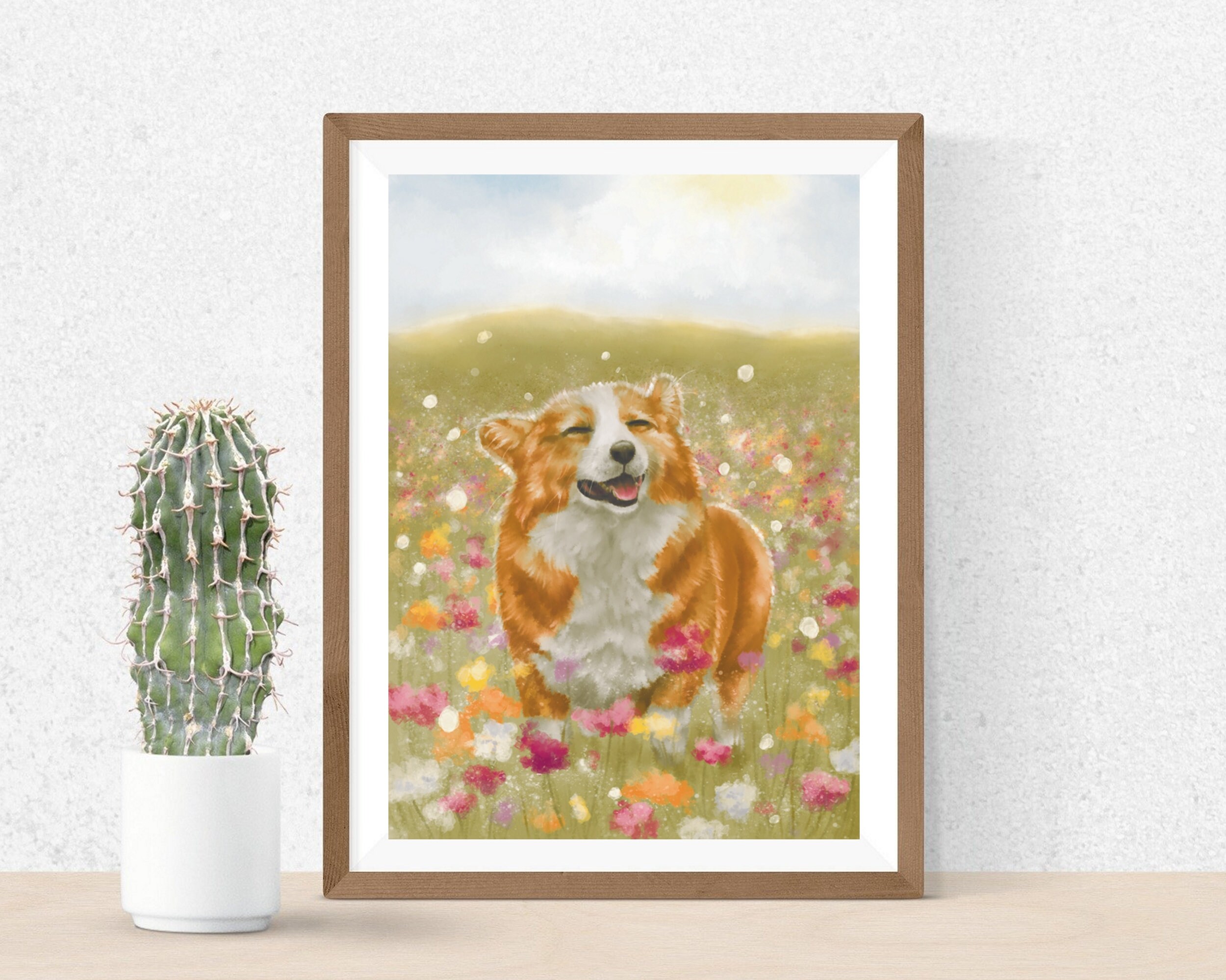 Downloadable Happy Corgi Art Print, Printable Art, Corgi Art, Corgi ...