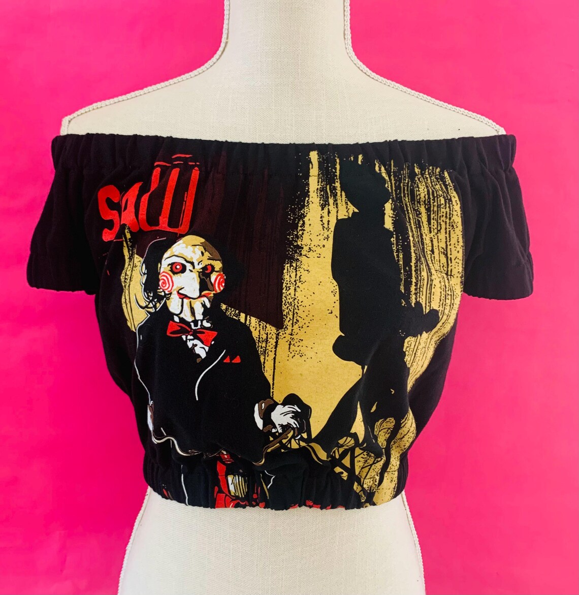 Saw Movie Horror off Shoulders Elasticized Crop Top. Choose Your Size ...