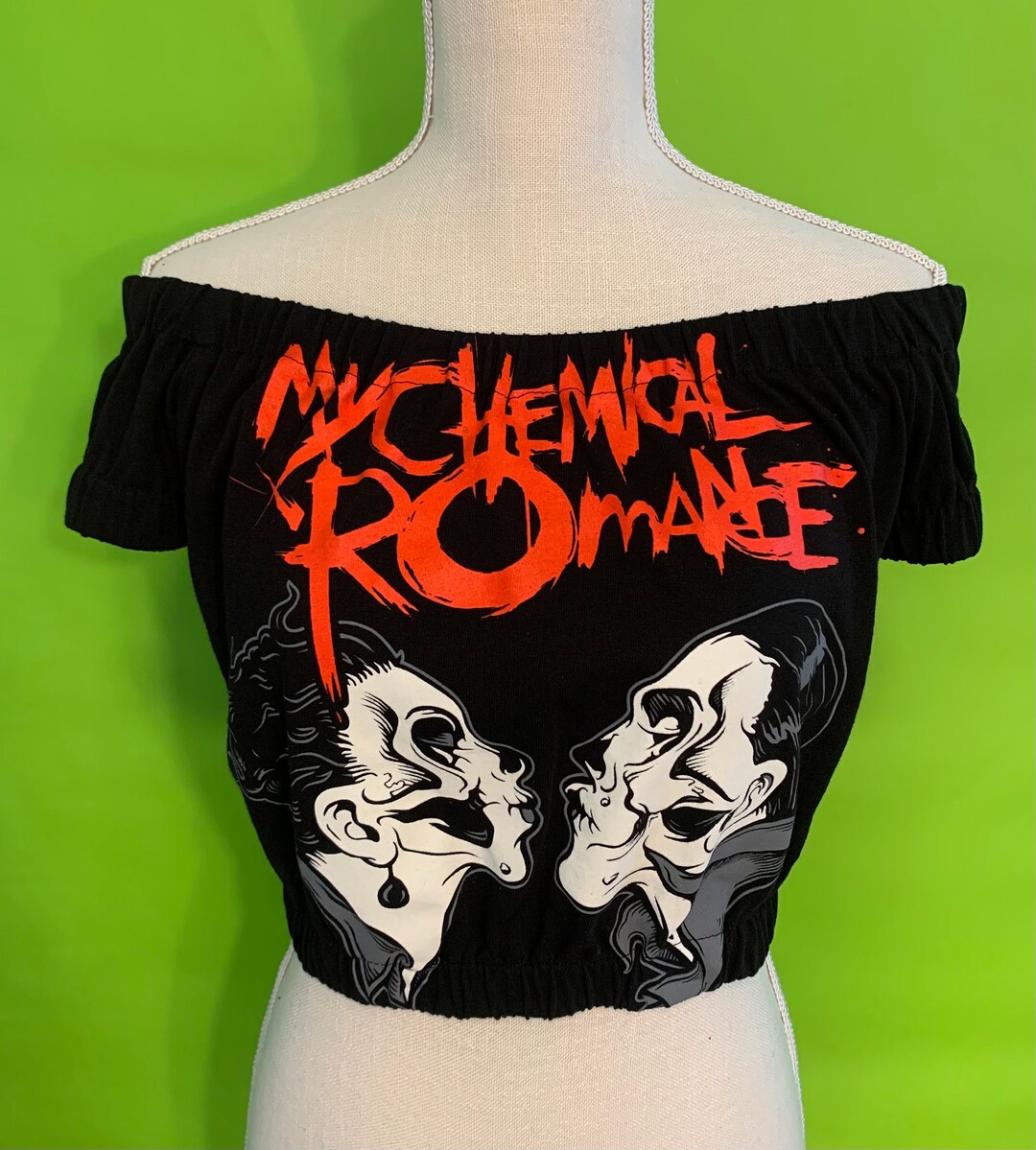 My Chemical Romance off Shoulders Elasticized Band Summer Crop Top ...