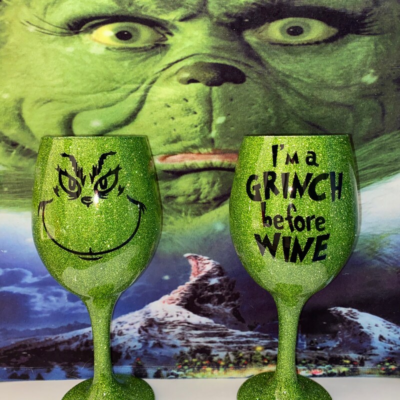 Grinch Wine Glass - Etsy