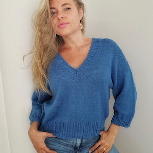 Mayflower Blouse Knitting Pattern Design Romantic Knitwear Elegant Pullover Diy Sweater Textured ...