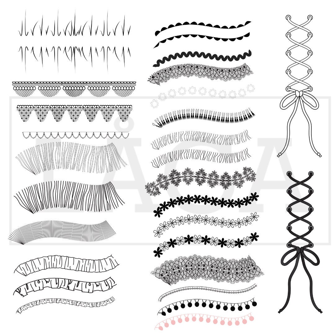 Adobe Illustrator Trim Brushes & Swatches: 162 Fashion Flat Sketch ...