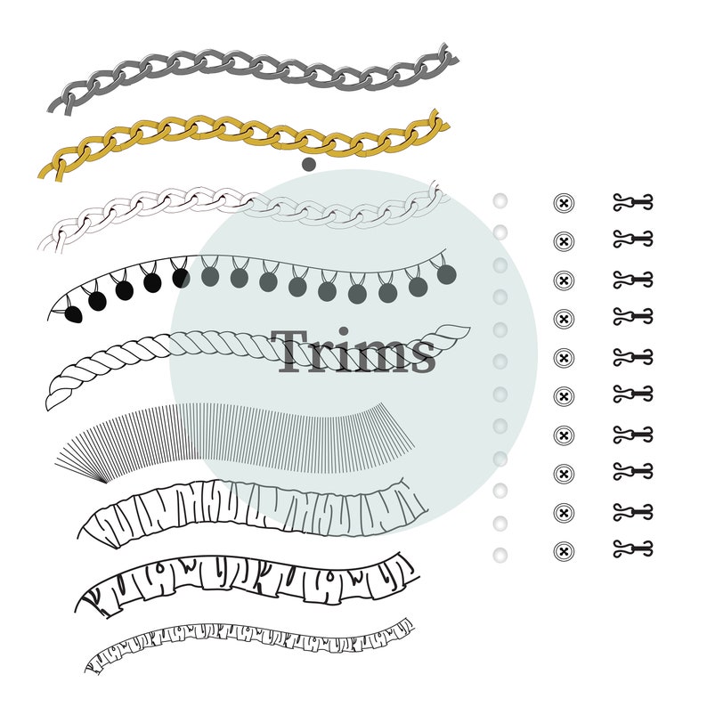 Illustrator Trim Brushes: Stitches, Zippers, Buttons (AI File) - Etsy
