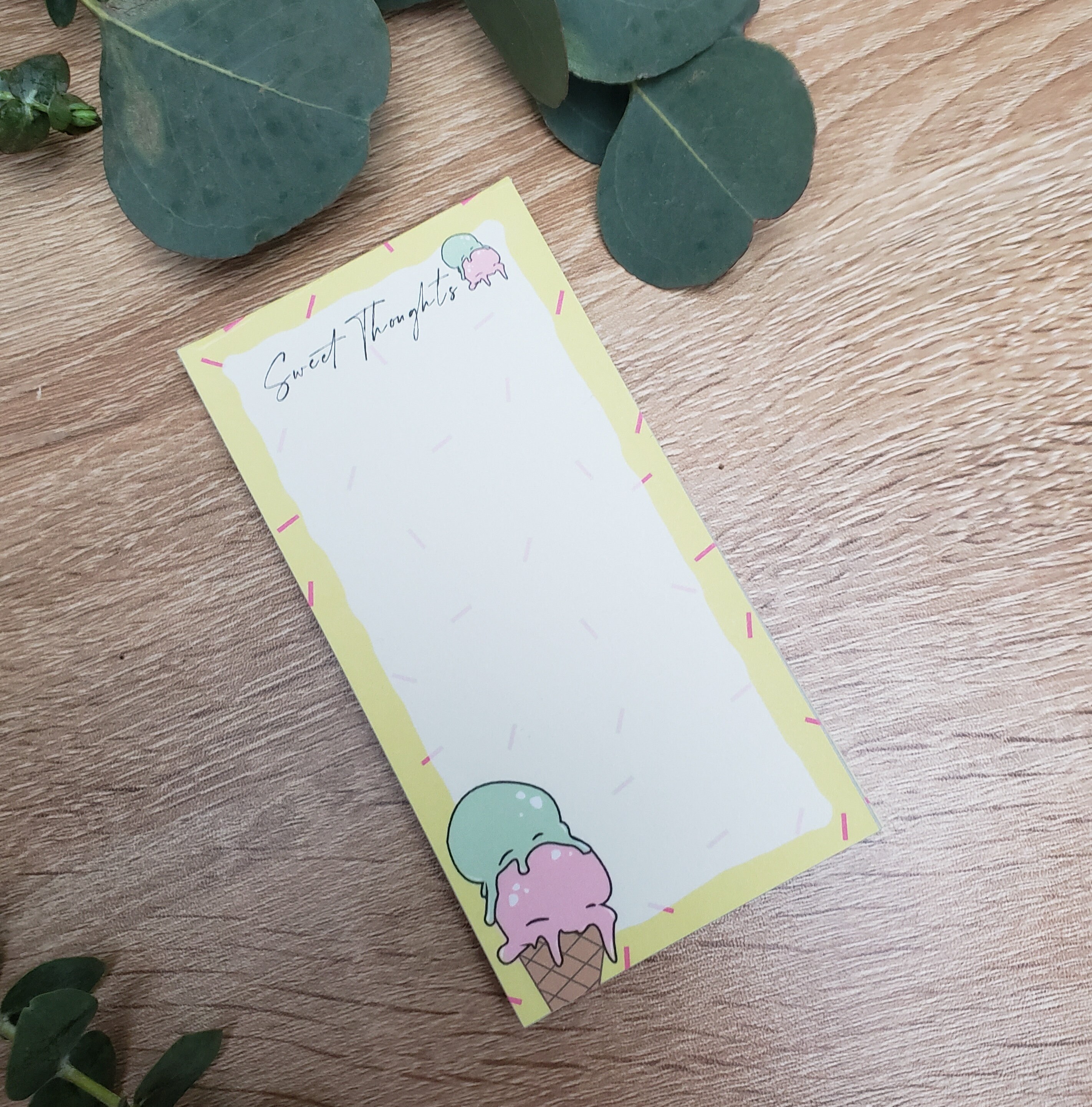 Printable Notepad, Lined Notepad, Unlined Notepad, Ice Cream Graphic ...