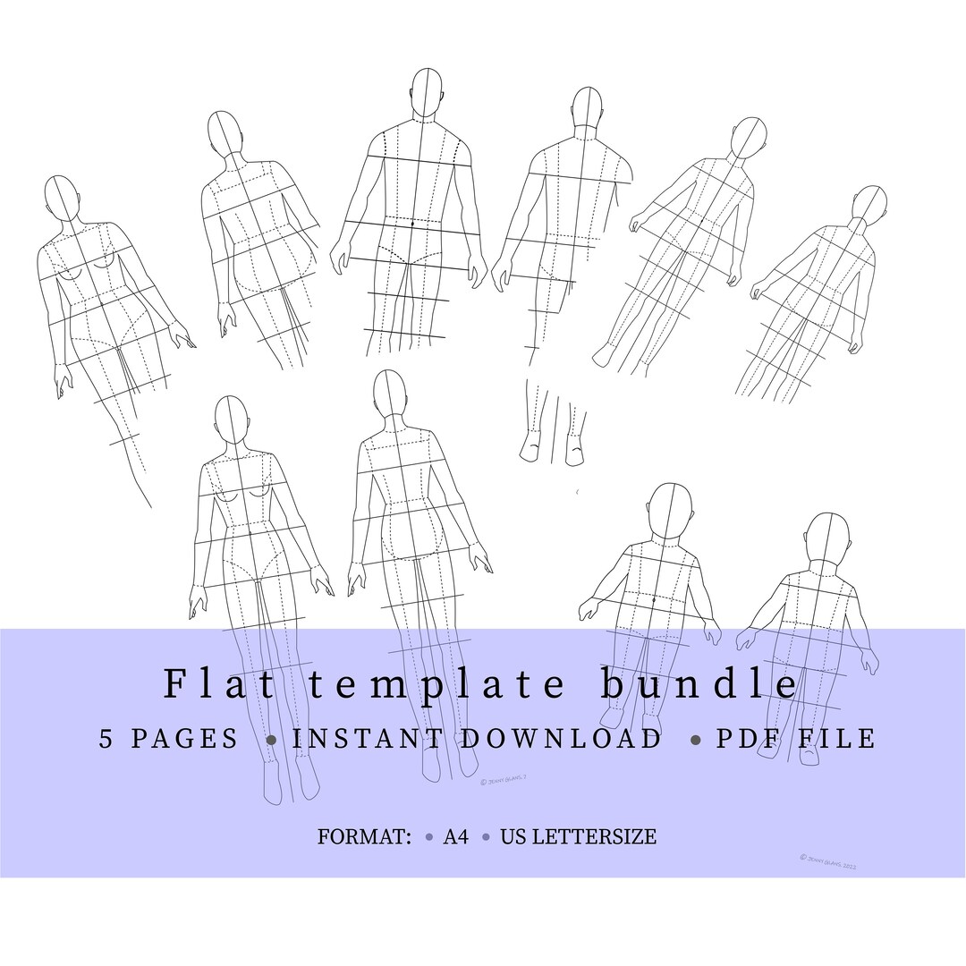 Fashion Flat Templates, Technical Flat Template. Printable. Instant ...