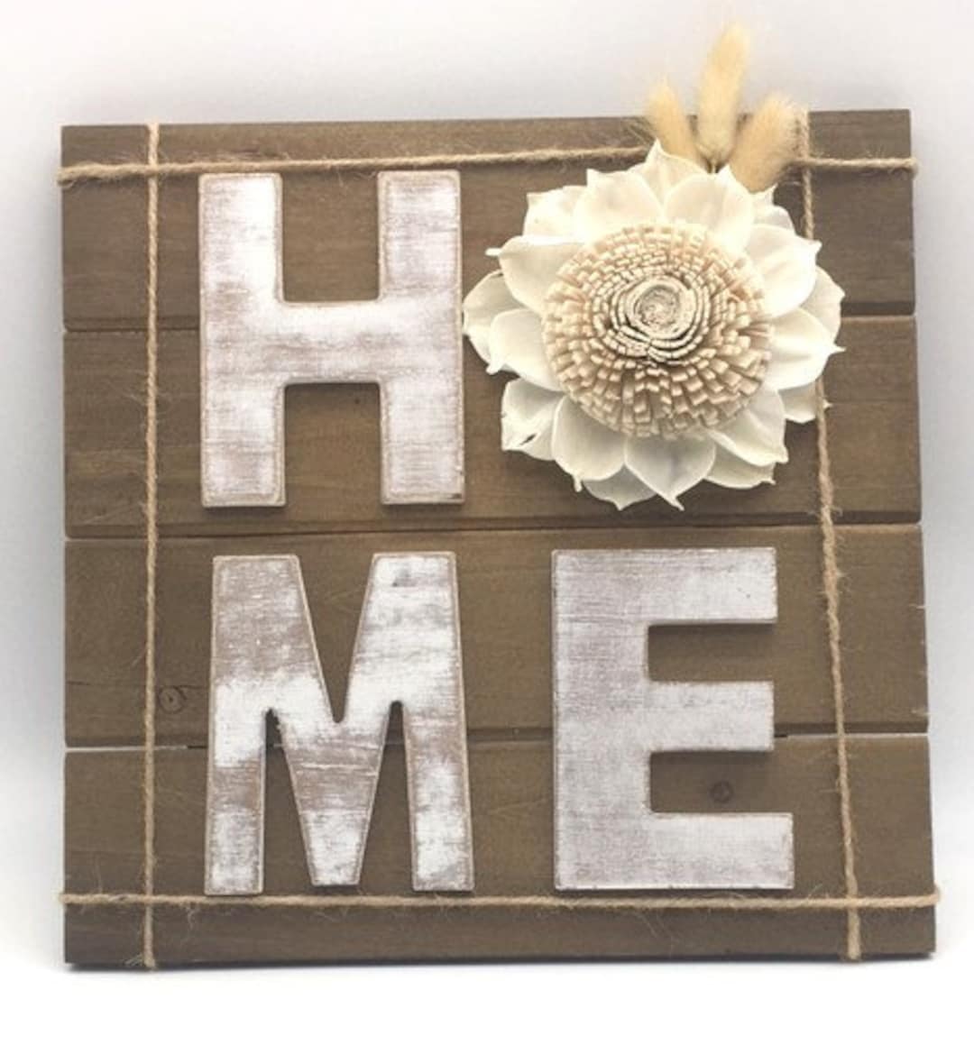 Farmhouse "home" Sign With Sola Wood Flowers - Etsy