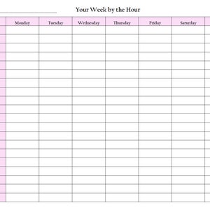 Your Week by the Hour Pink Hourly Weekly Planning Printable PDF Student ...