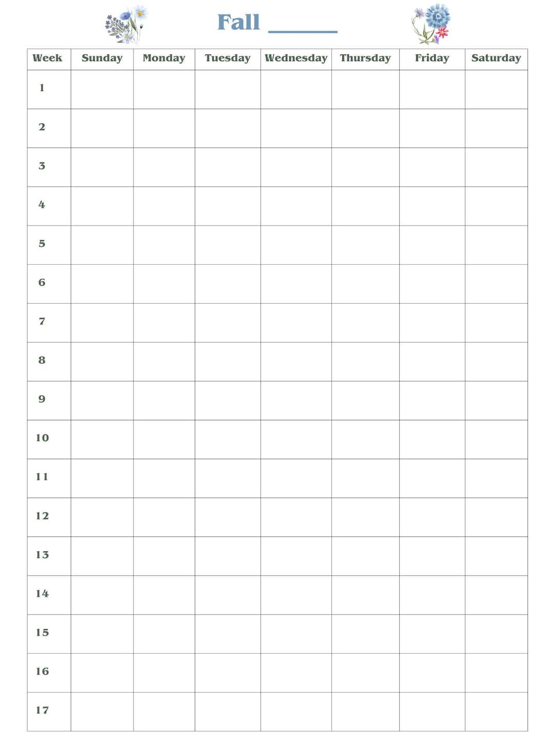 Semester Planner Calendar Printable College Academic Year Organizer ...