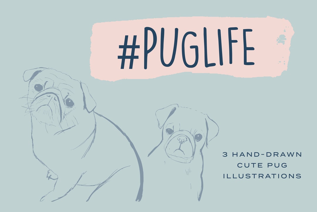 Pug Illustrations - Editable Humorous Funny Pugs - Photoshop and ...