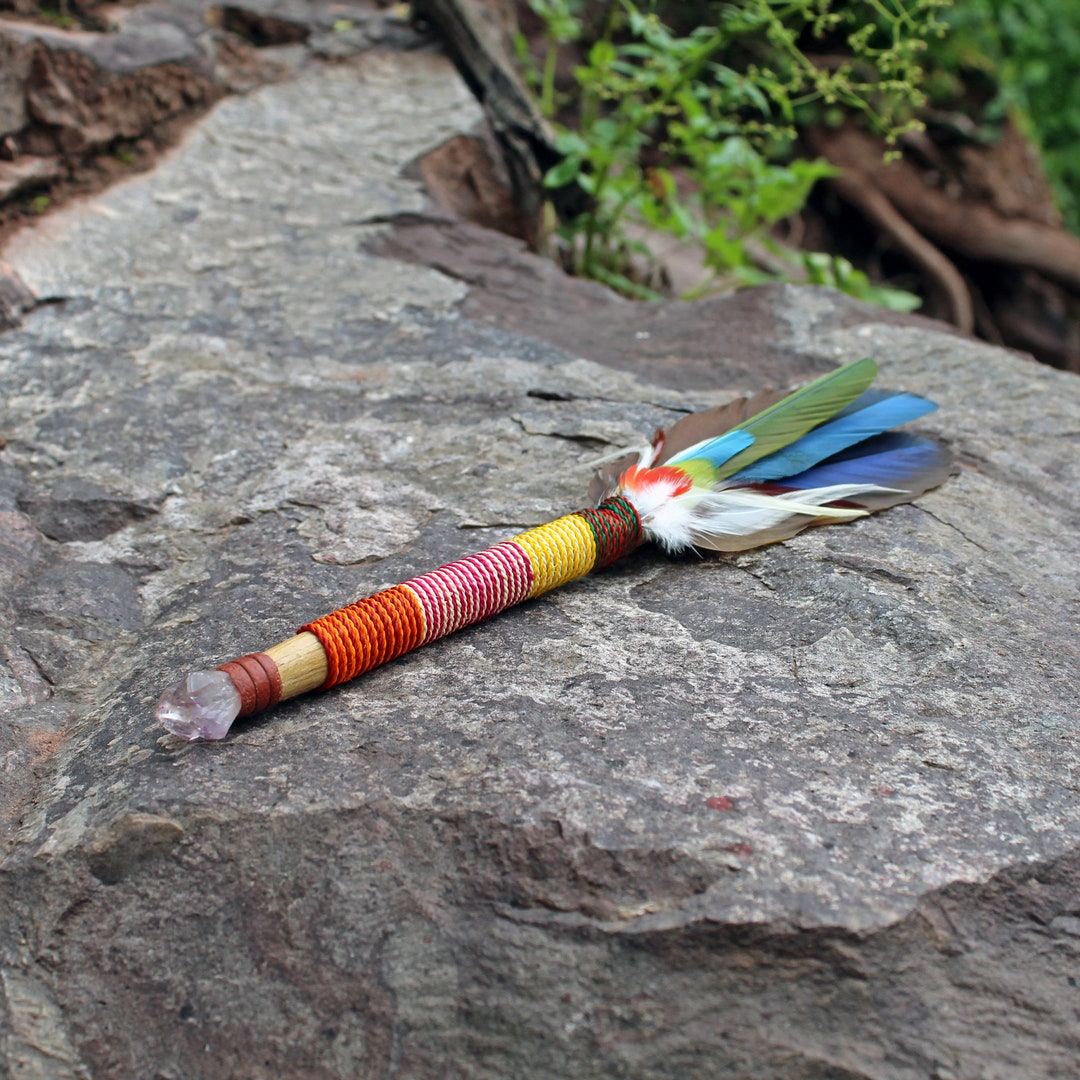 Smudge Feather Made of Macaw Feather Decorated With %100 Organic Rope ...