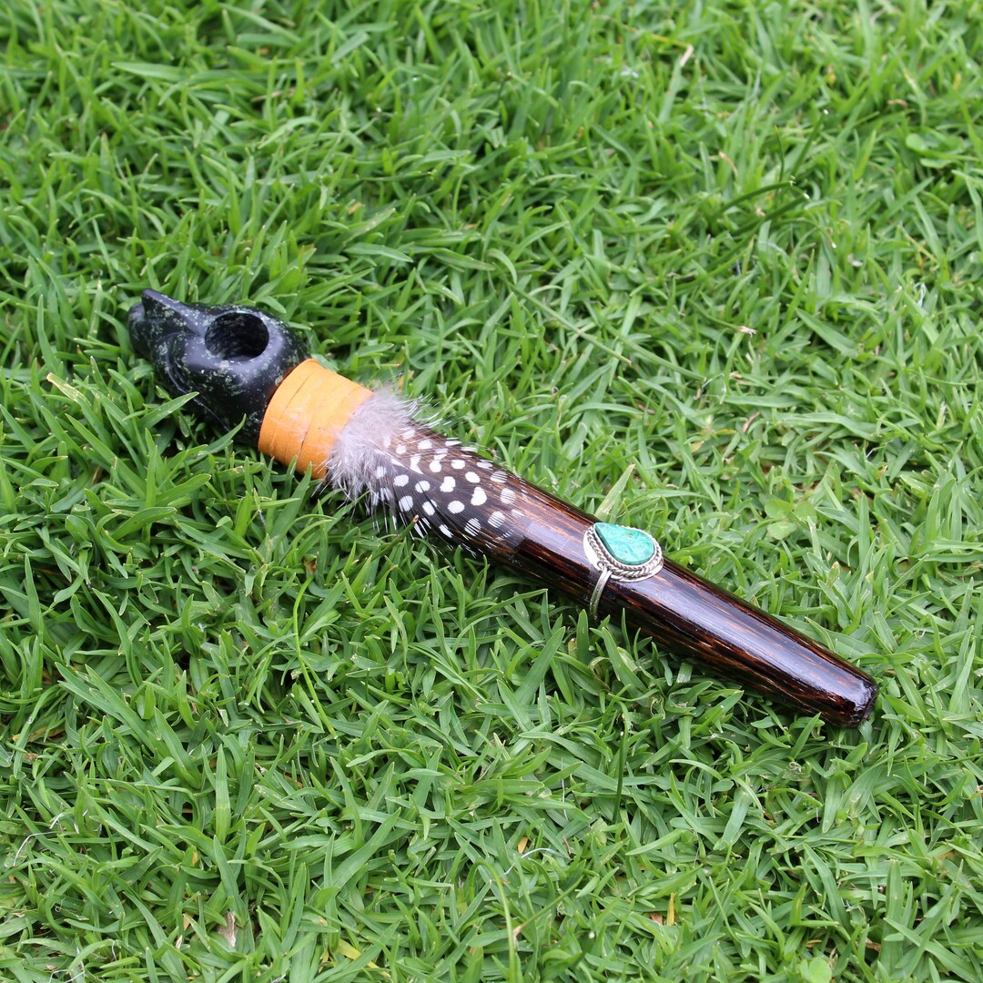 Condor Head Ceremonial Pipe Peace Pipe Made of Chonta Wood and Machu ...