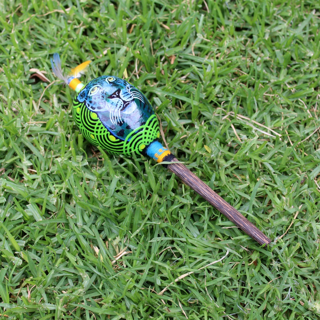 Hand Painted Shipibo Shamanic Ceremonial Rattle Decorated With Macaw ...