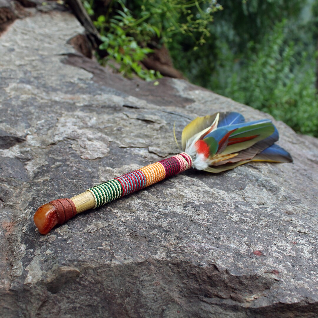 Smudge Feather Made of Macaw Feather Decorated With %100 Organic Rope ...