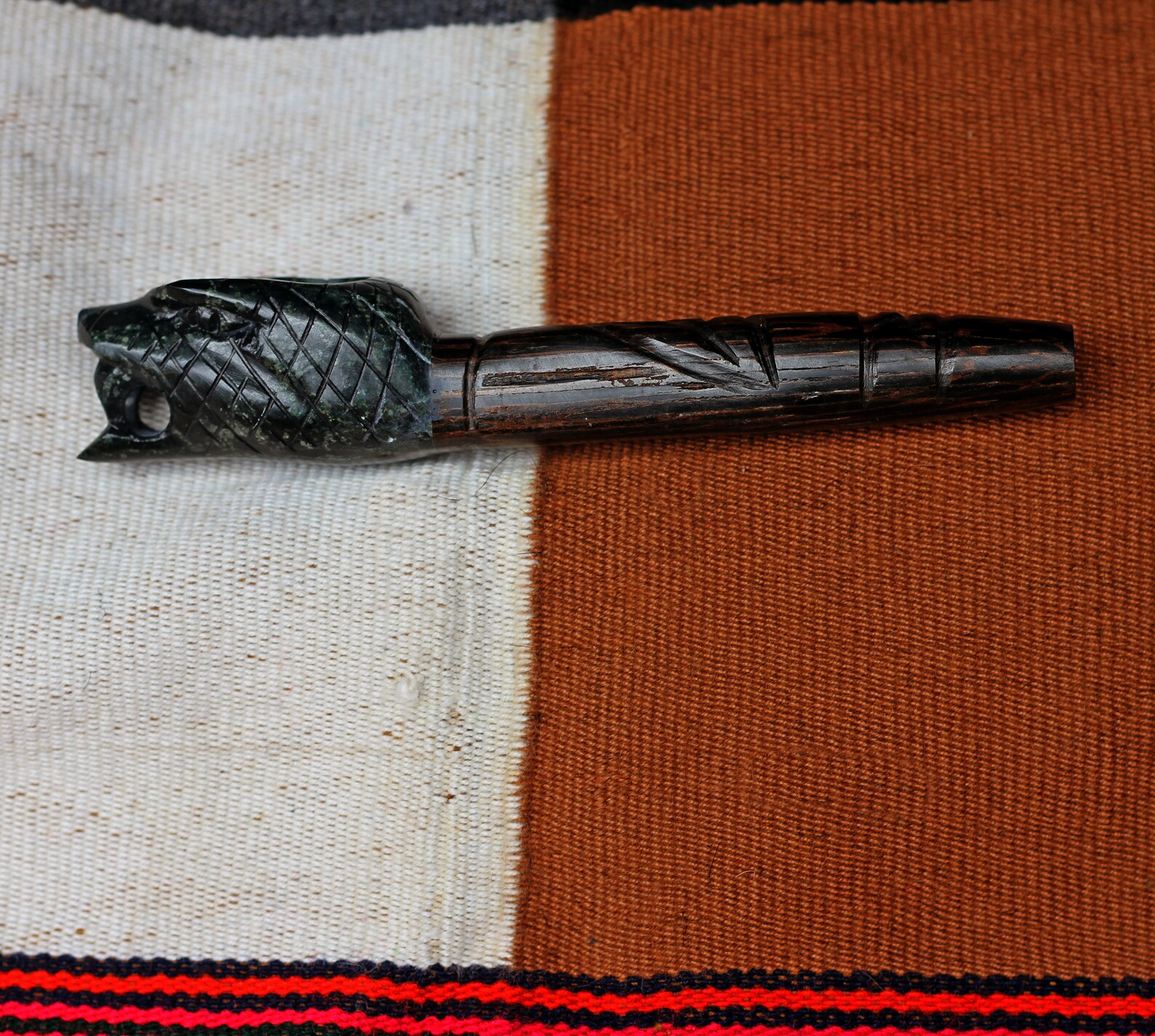 Snake Head Pipe Made of Machu Picchu Stone and Chonta Wood | Etsy