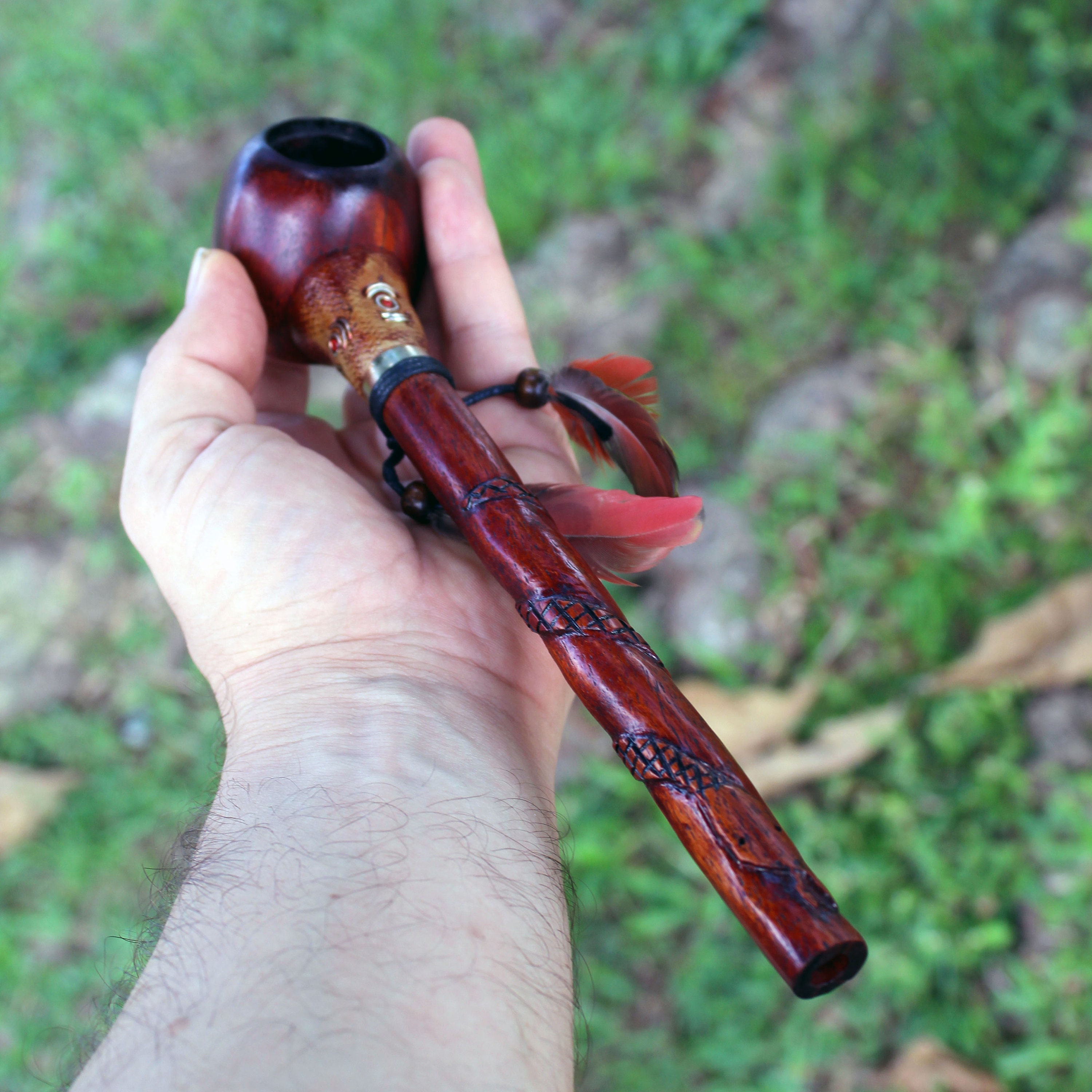 Ceremonial Mapacho Pipe – Hand-carved Palo Sangre With Serpent Ornament ...