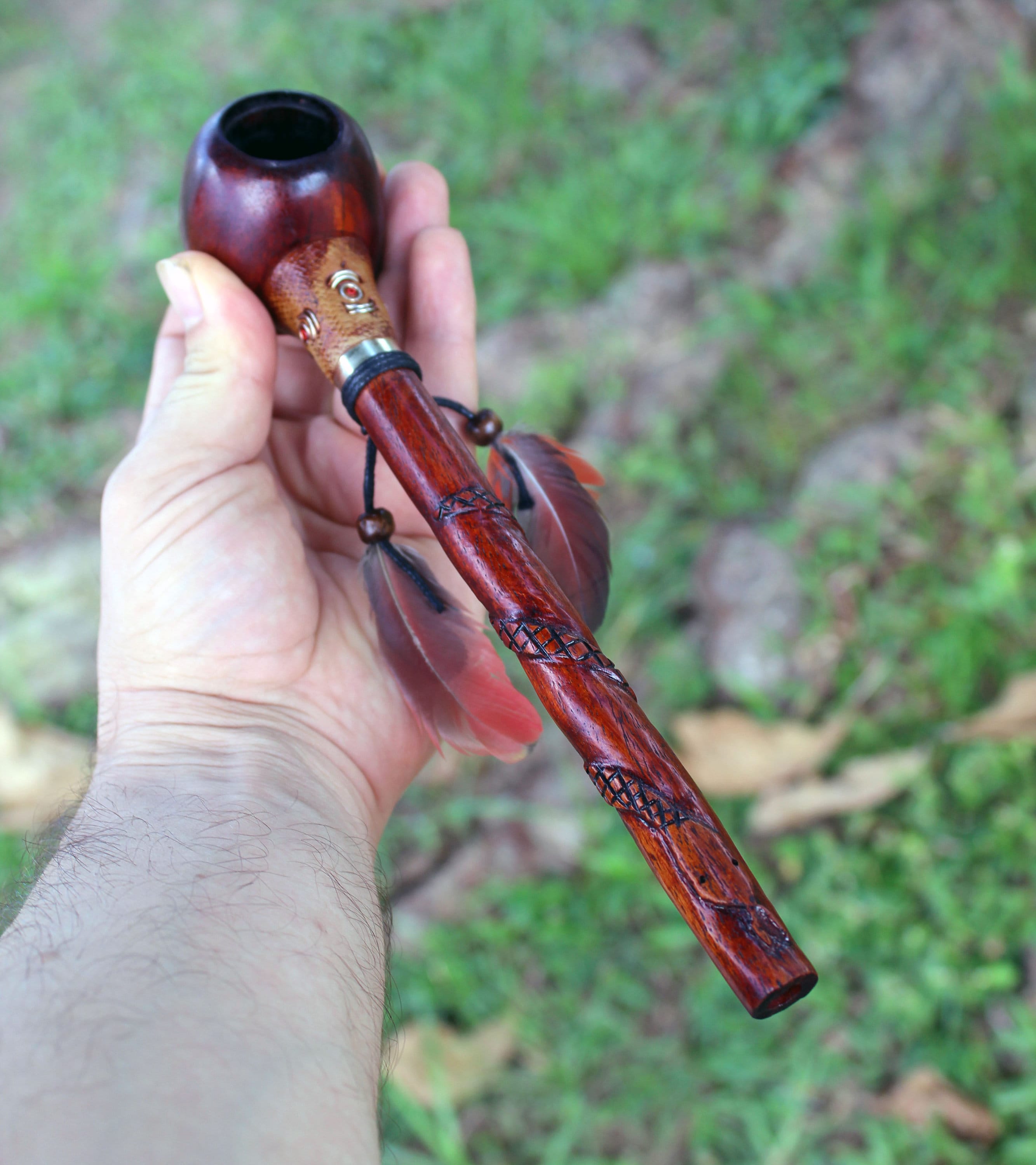 Ceremonial Mapacho Pipe – Hand-carved Palo Sangre With Serpent Ornament ...