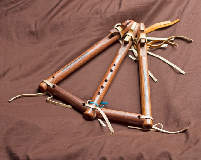 Triple Drone Native American Flute Made of Jacaranda Traditional Andean ...