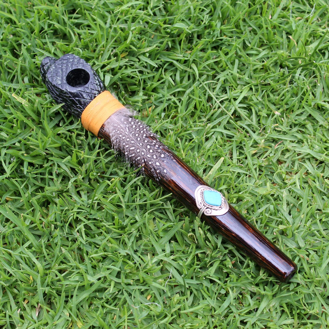 Snake Head Ceremonial Pipe Peace Pipe Made of Chonta Wood and Machu ...