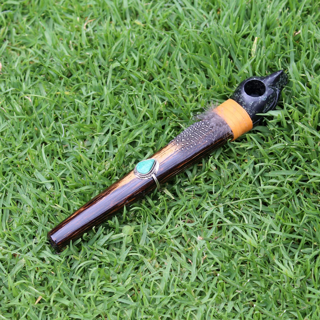 Condor Head Ceremonial Pipe Peace Pipe Made of Chonta Wood and Machu ...