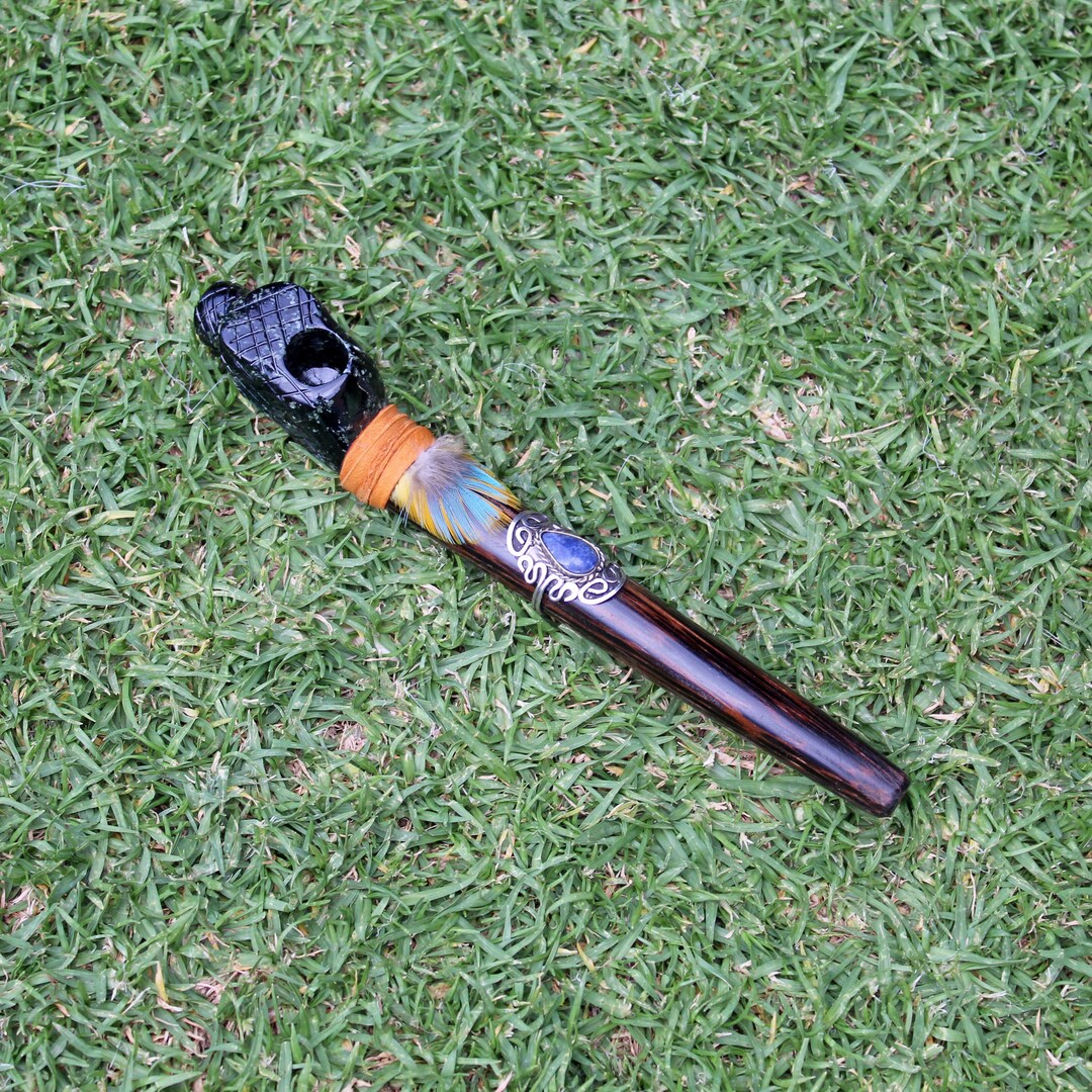 Snake Head Ceremonial Pipe Peace Pipe Made of Chonta Wood and Machu ...