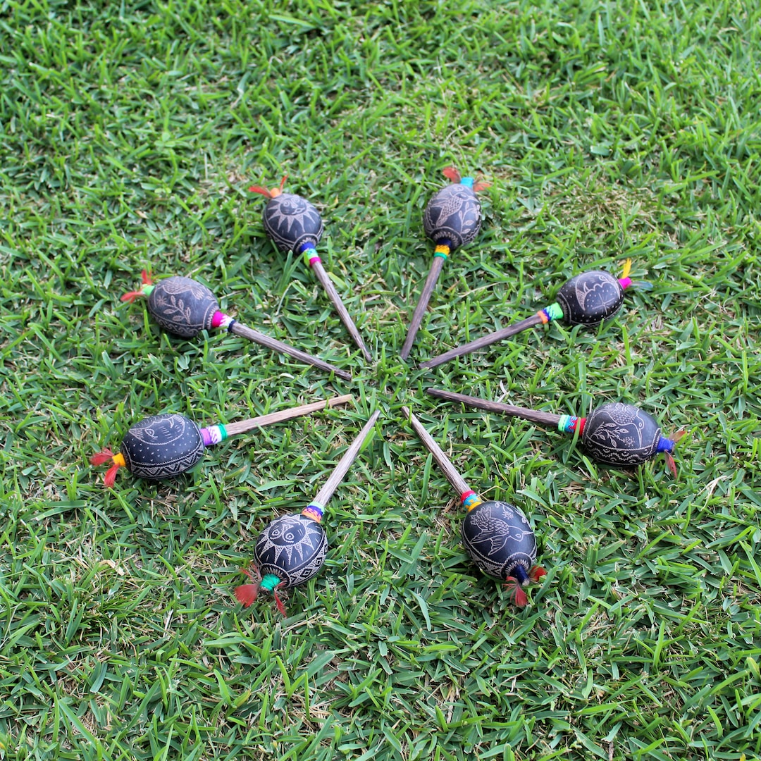 Little Head Shipibo Ceremonial Hand Made Maracas ( Shamanic Rattle ...