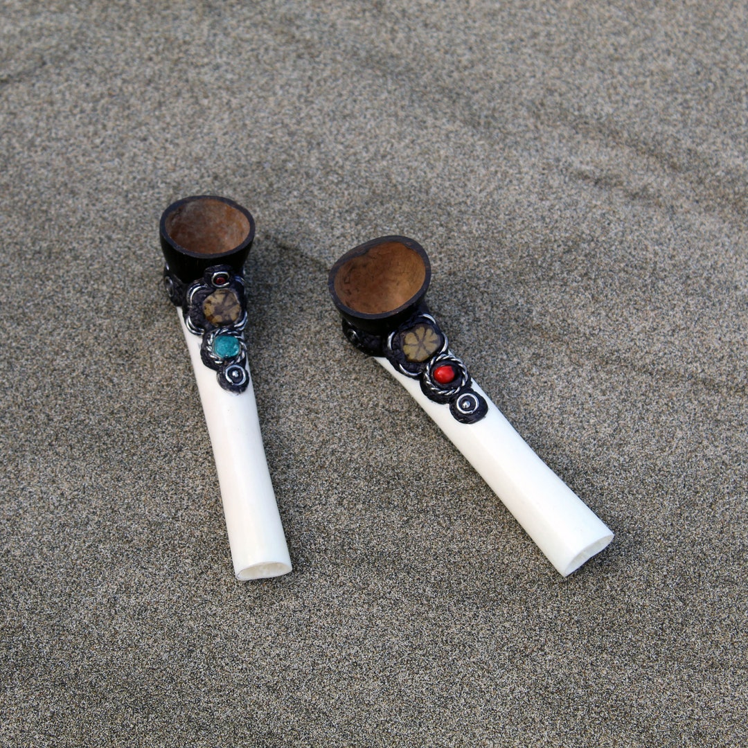 Bone Ceremonial Pipe: Pocket-sized With Turquoise & Aya Vine - Etsy