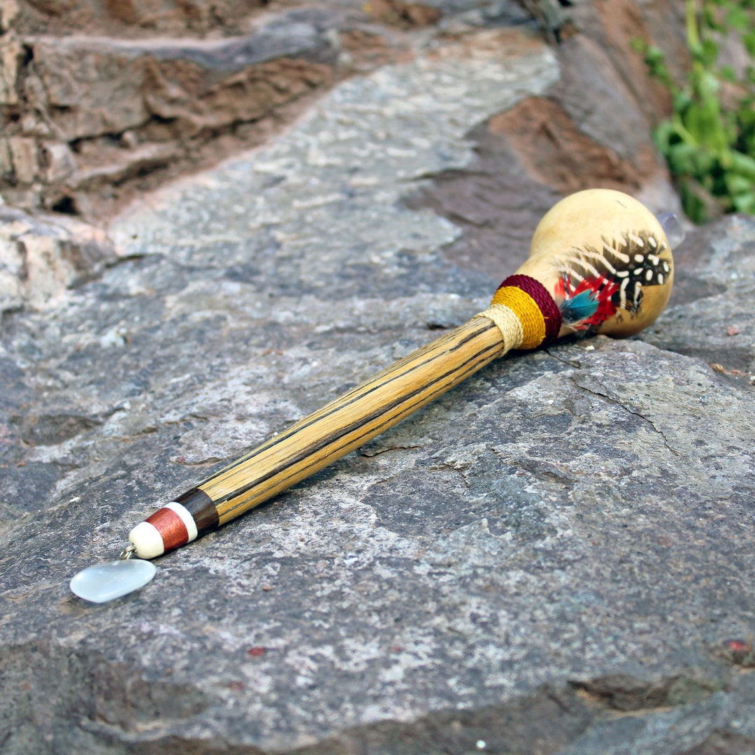 Peruvian Shamanic Ceremonial Rattle Decorated With Smoky Quartz, %100 ...