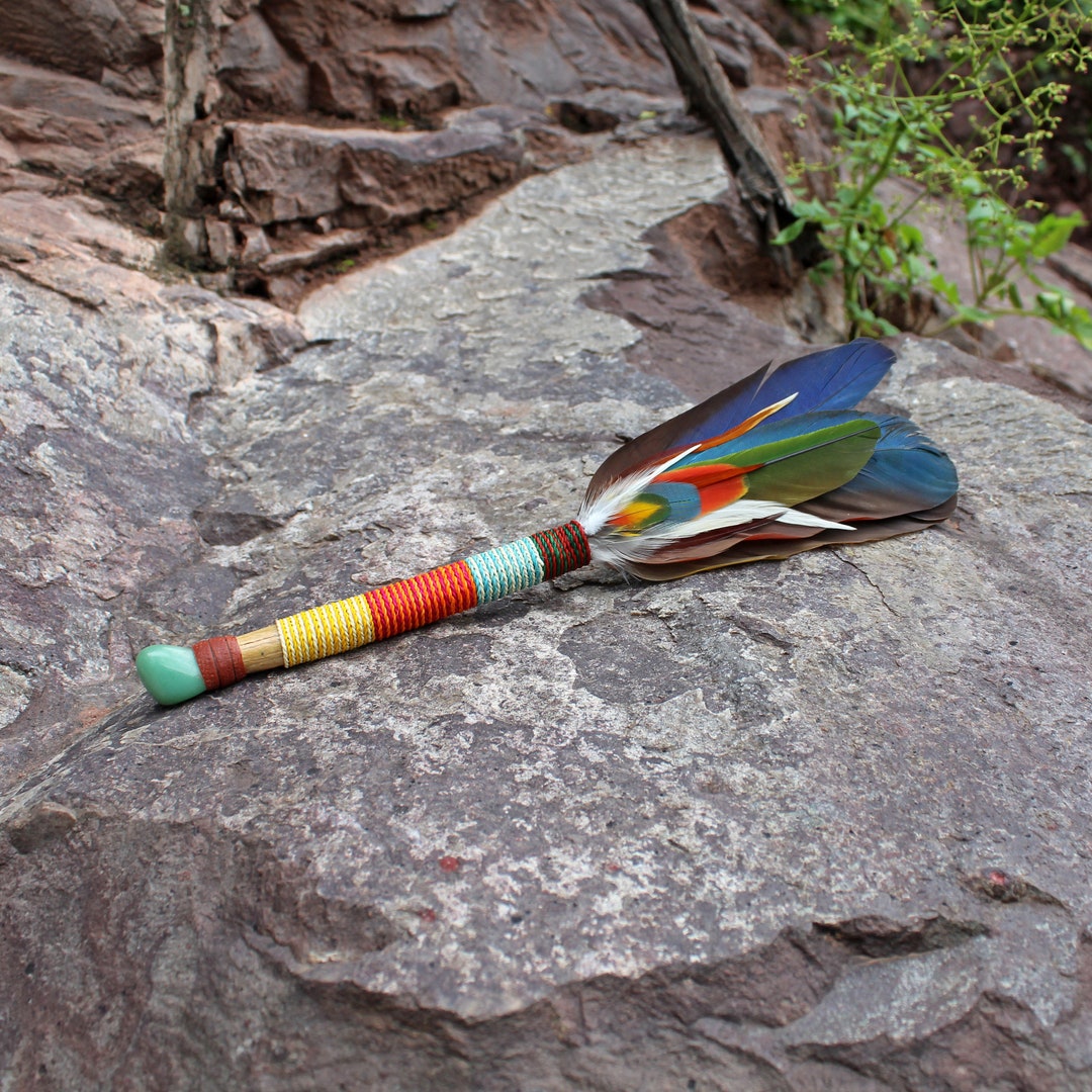 Smudge Feather Made of Macaw Feather Decorated With %100 Organic Rope ...