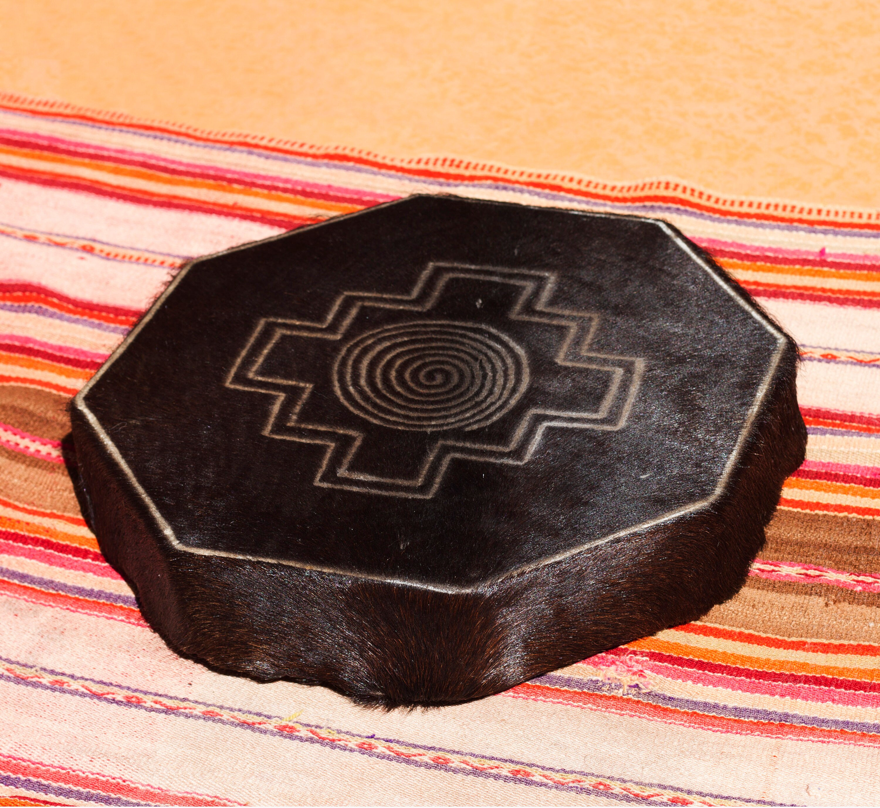 Black Chakana and Pachamama Pattern Shaman Drum with Stick | Etsy