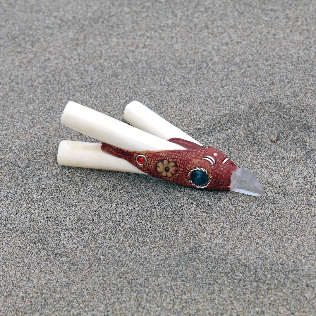 DOUBLE KURIPE From Llama Bone With Peruvian Turquoise, Aya Vine & Clear ...