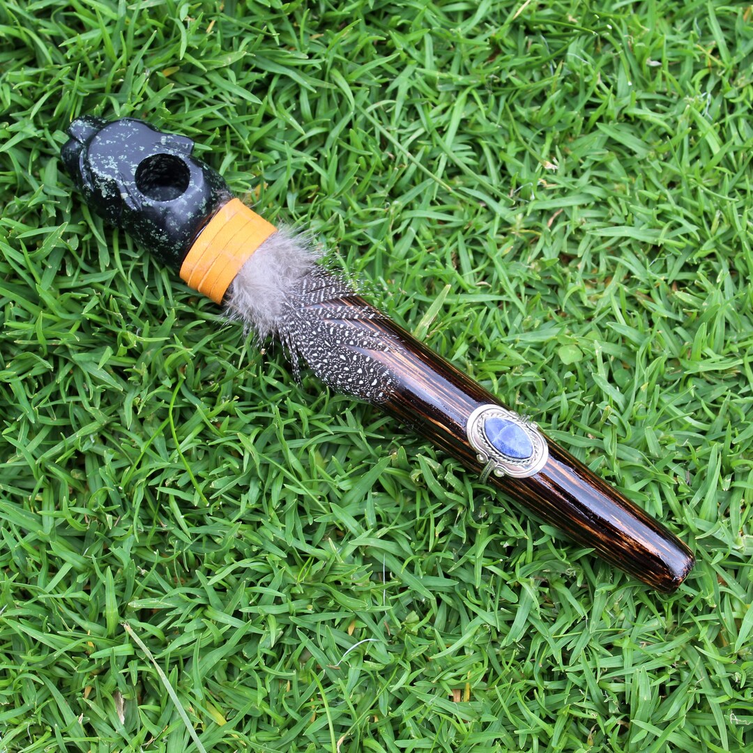 Jaguar Head Ceremonial Pipe Peace Pipe Made of Chonta Wood and Machu ...