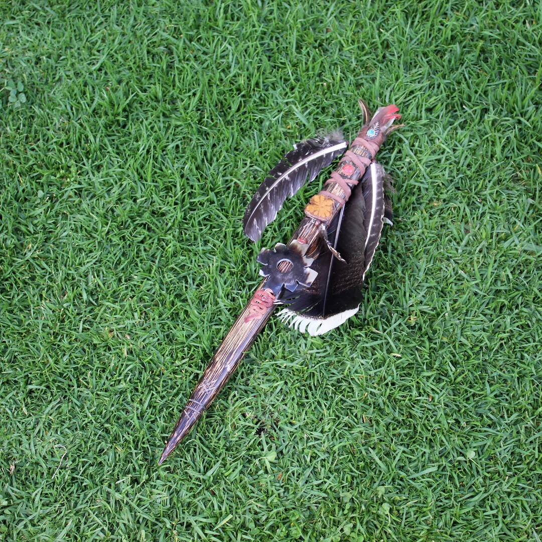 Shaman Talking Stick Made of Chonta Wood Length : 51 Cm Decorated With ...