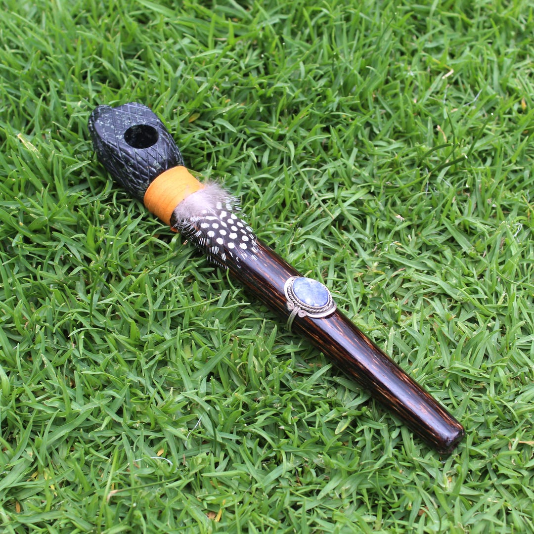 Snake Head Ceremonial Pipe Peace Pipe Made of Chonta Wood and Machu ...