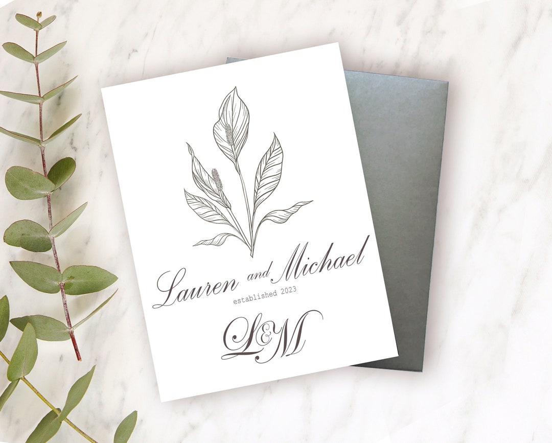 Elegant Monogram Wedding Card, Personalized Newly Wed Card, Card for ...