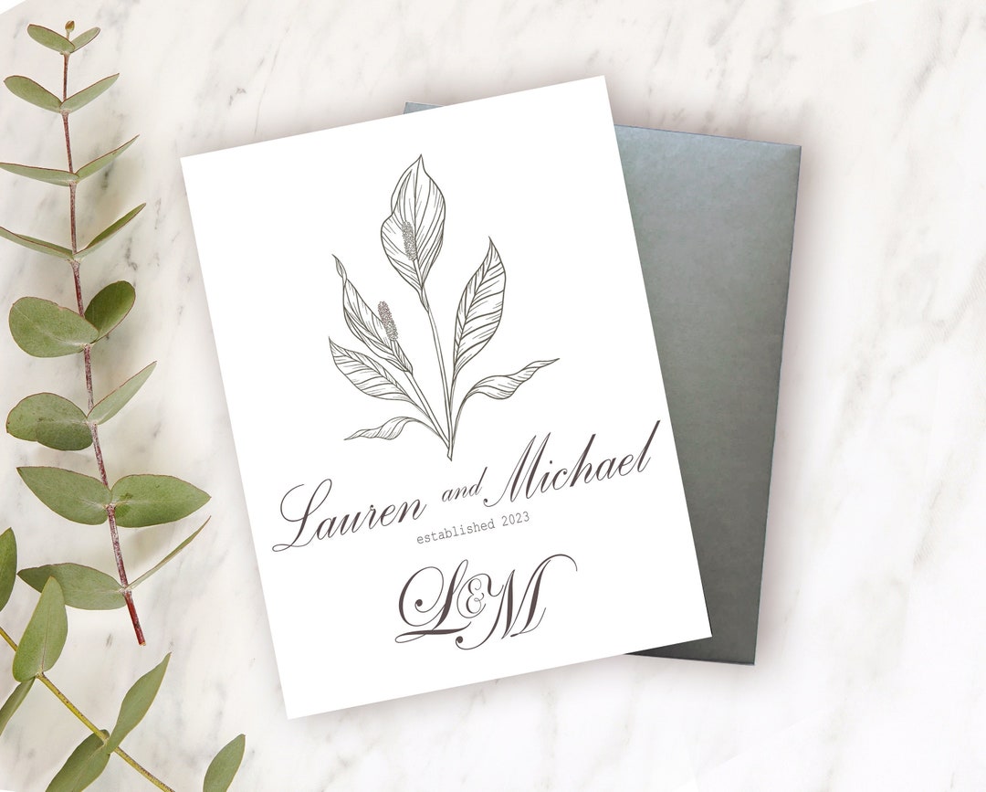 Elegant Monogram Wedding Card Personalized Newly Wed Card - Etsy