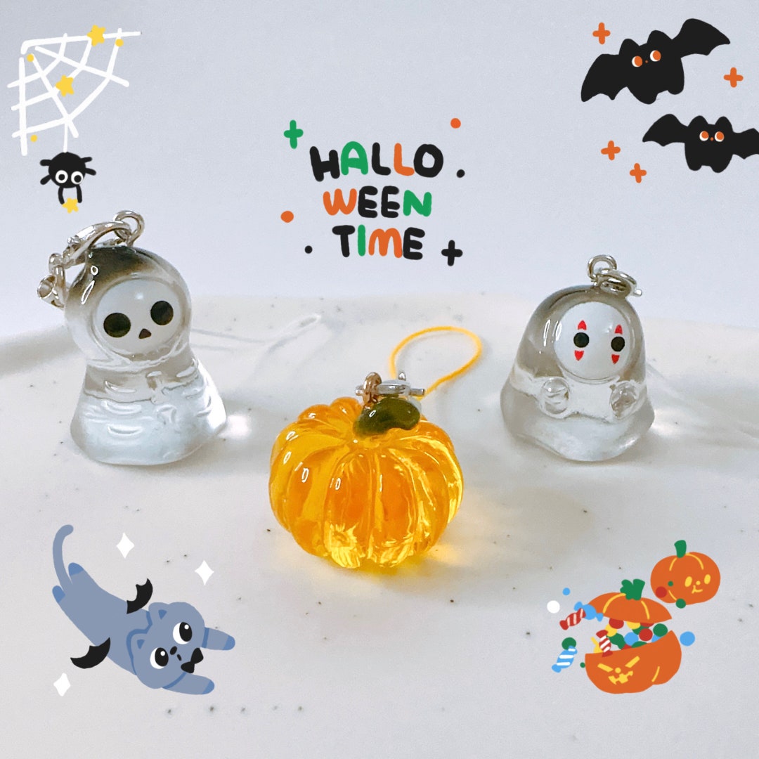 Cute Halloween Phone Charm-kawaii Keychains Transparent Jelly Aesthetic ...
